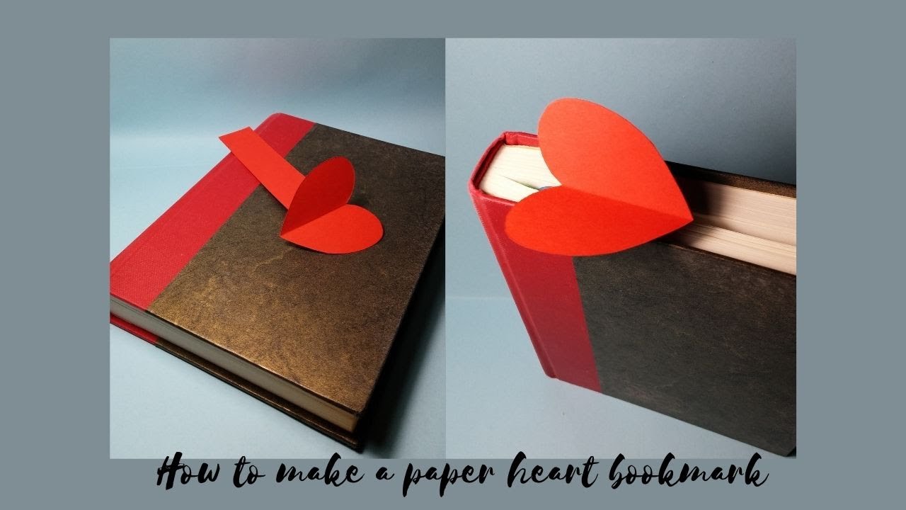 How to make an easy paper heart bookmark - YouTube