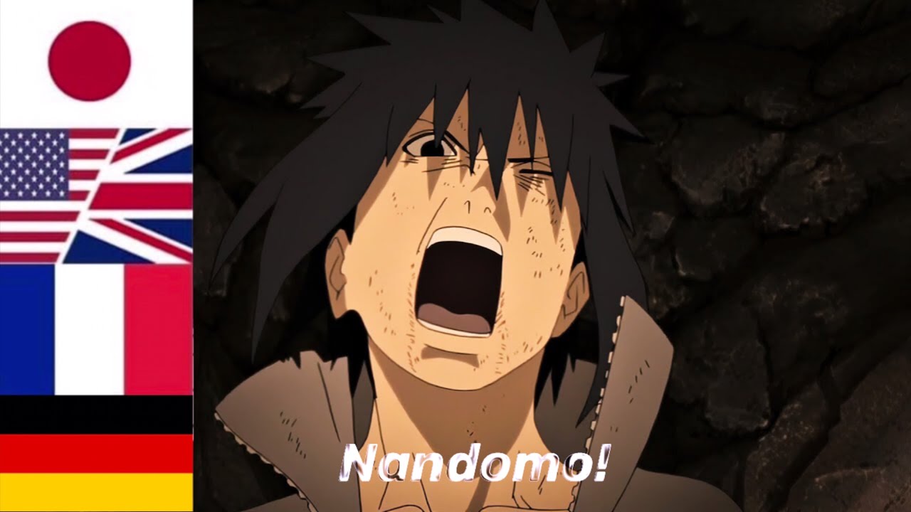Sasuke screaming “Nandomo” in different languages | Naruto - YouTube