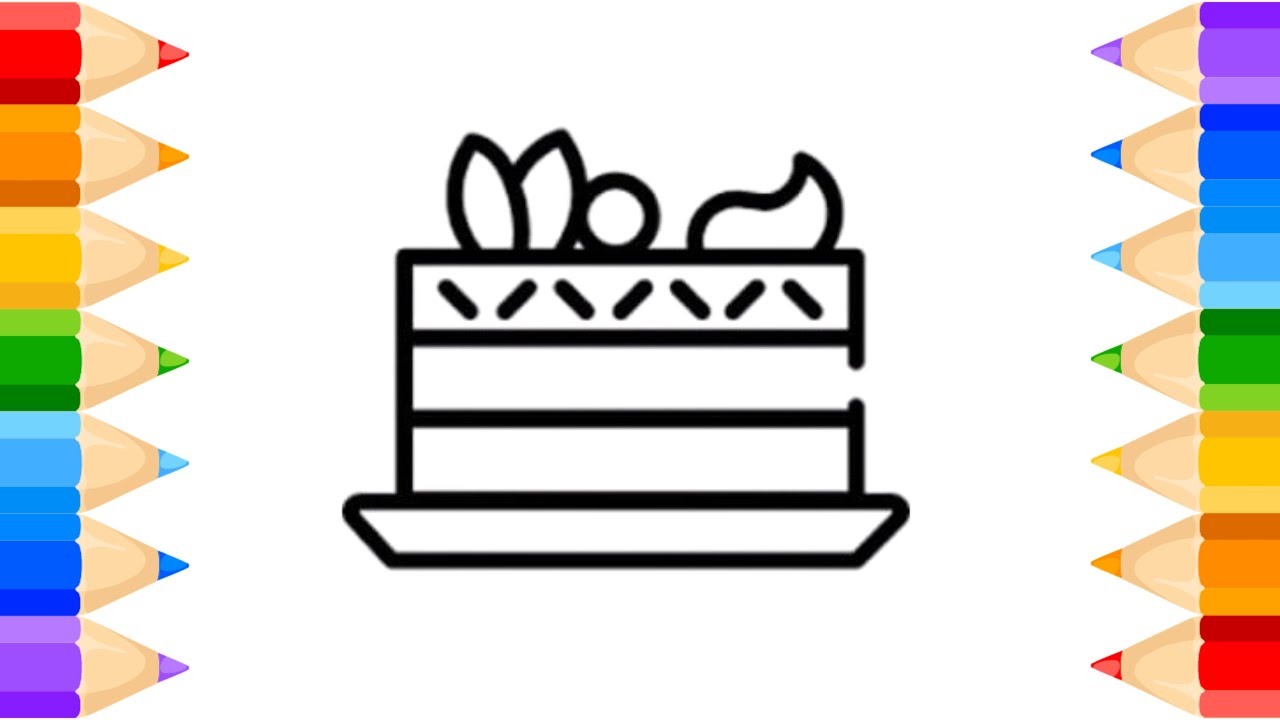 How To Draw Birthday Cake Drawing, Painting & Coloring For Kids and ...