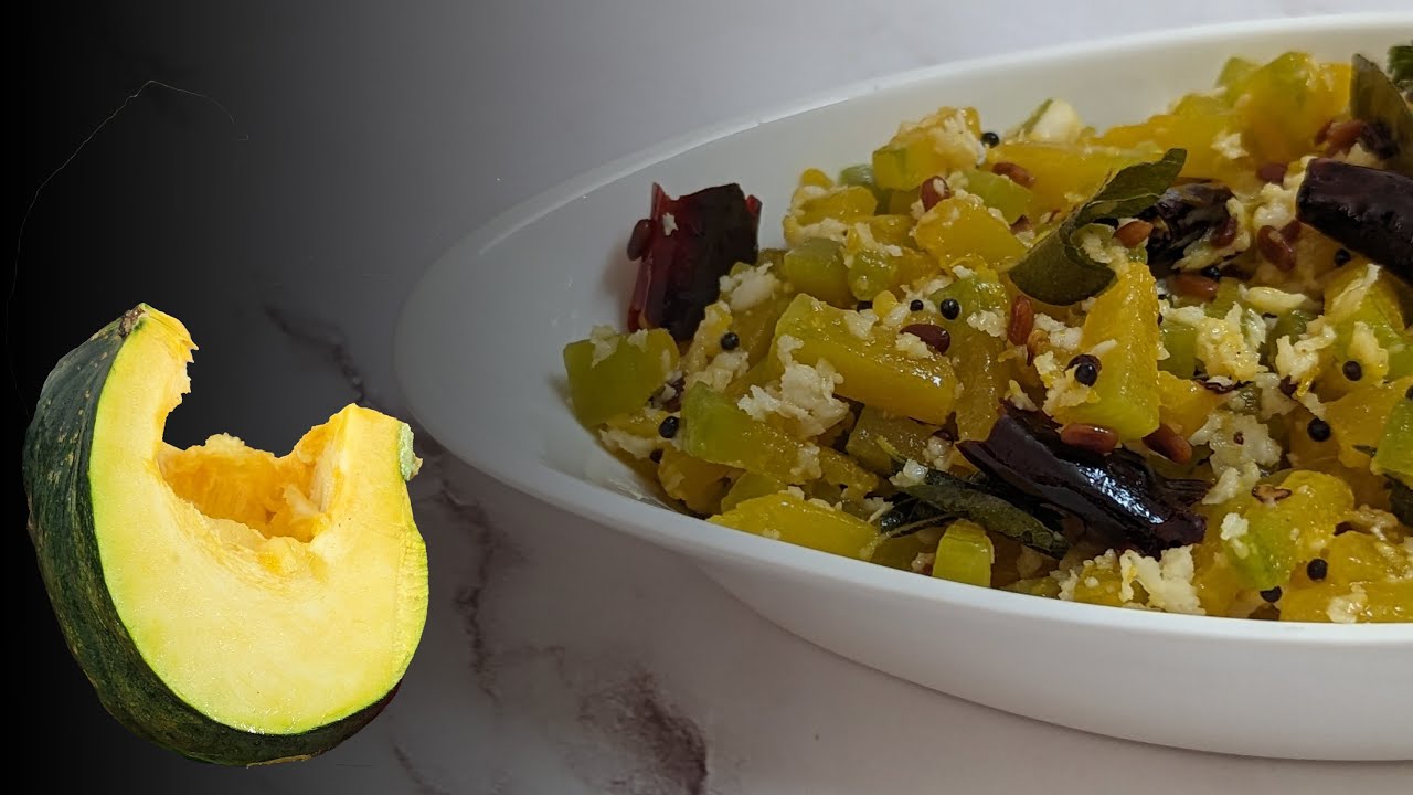 Parangikai Poriyal | பரங்கிக்காய் பொரியல் | Yellow Pumpkin Poriyal ...