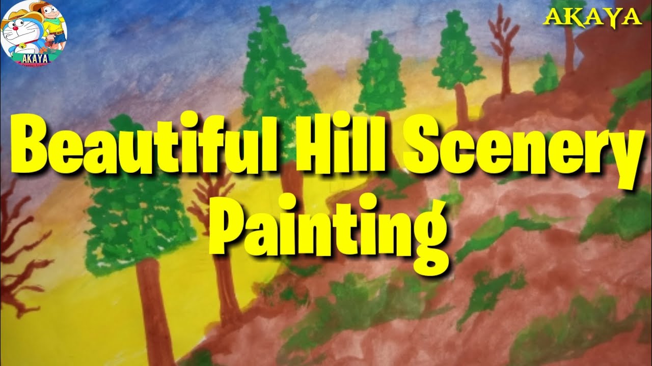How to paint a beautiful hill scenery painting/step by step painting ...