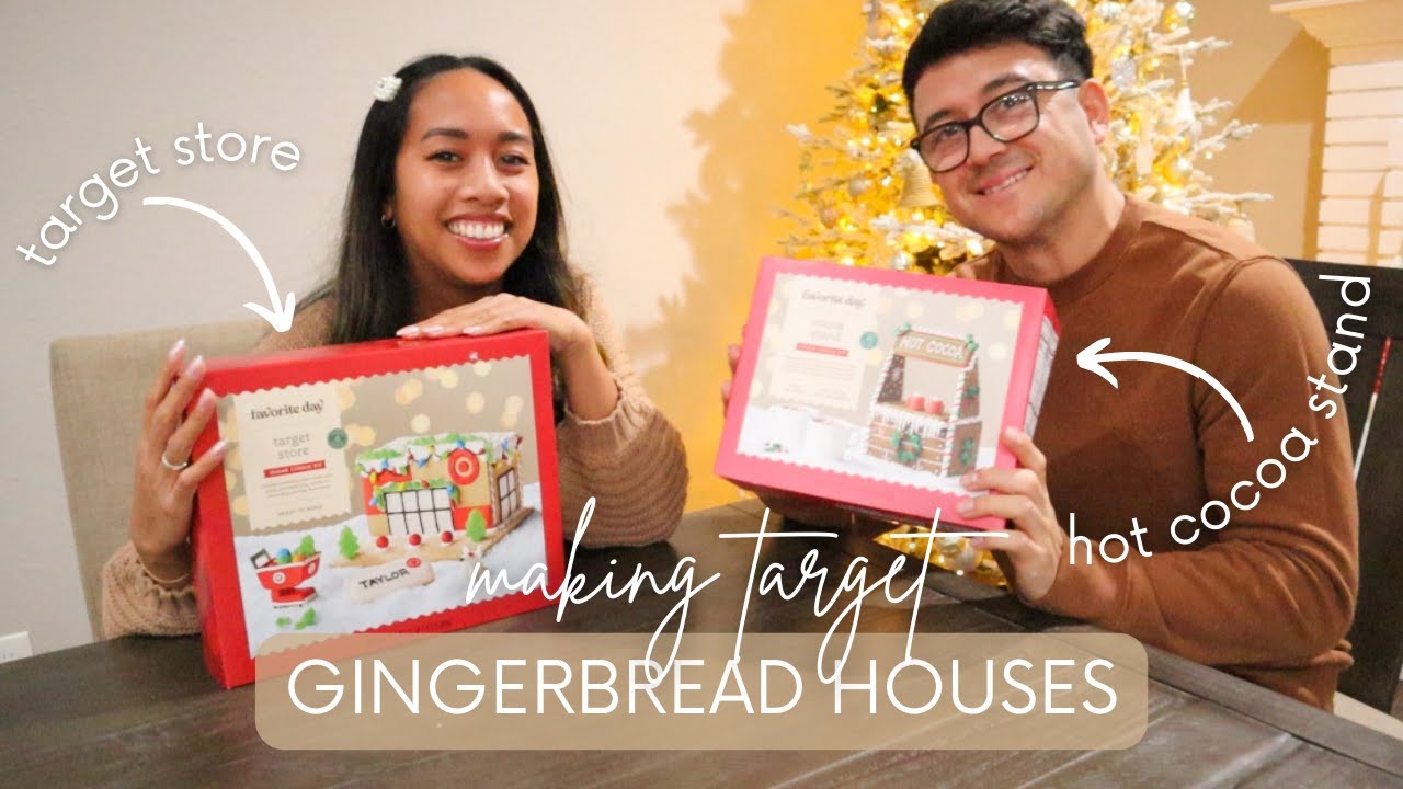TARGET CHRISTMAS GINGERBREAD KITS | building the target store and hot cocoa stand kits - YouTube