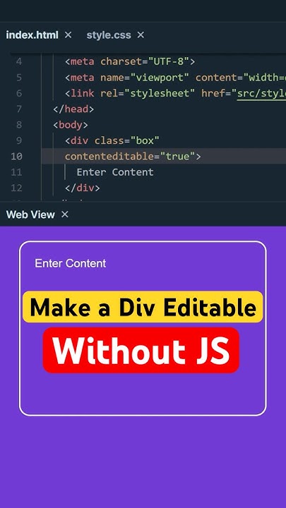 Make a Div Editable Using the contenteditable Attribute | #Shorts #HTML - YouTube