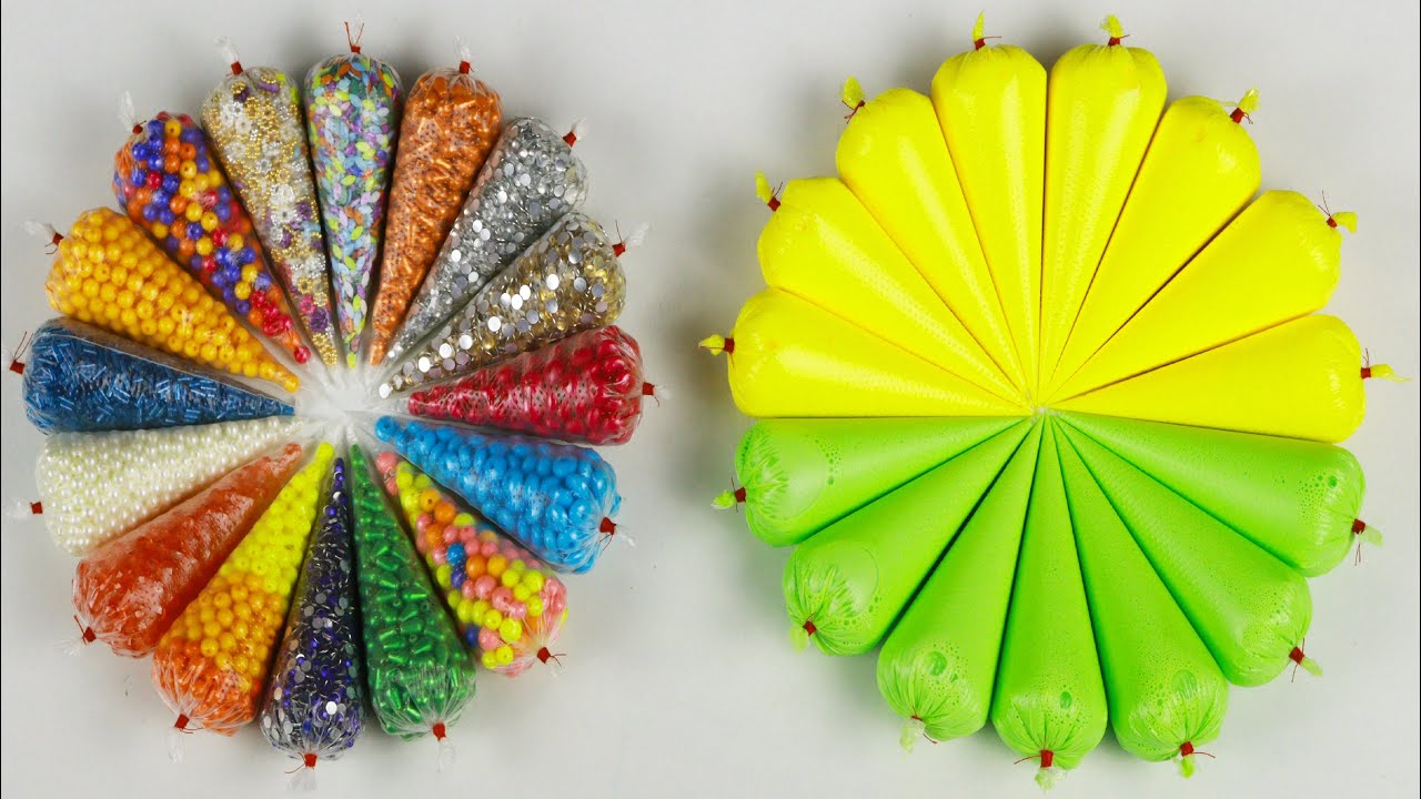 GREEN vs YELLOW SLIME WITH PIPING BAGS#34 || BEST COLORING SLIME ...