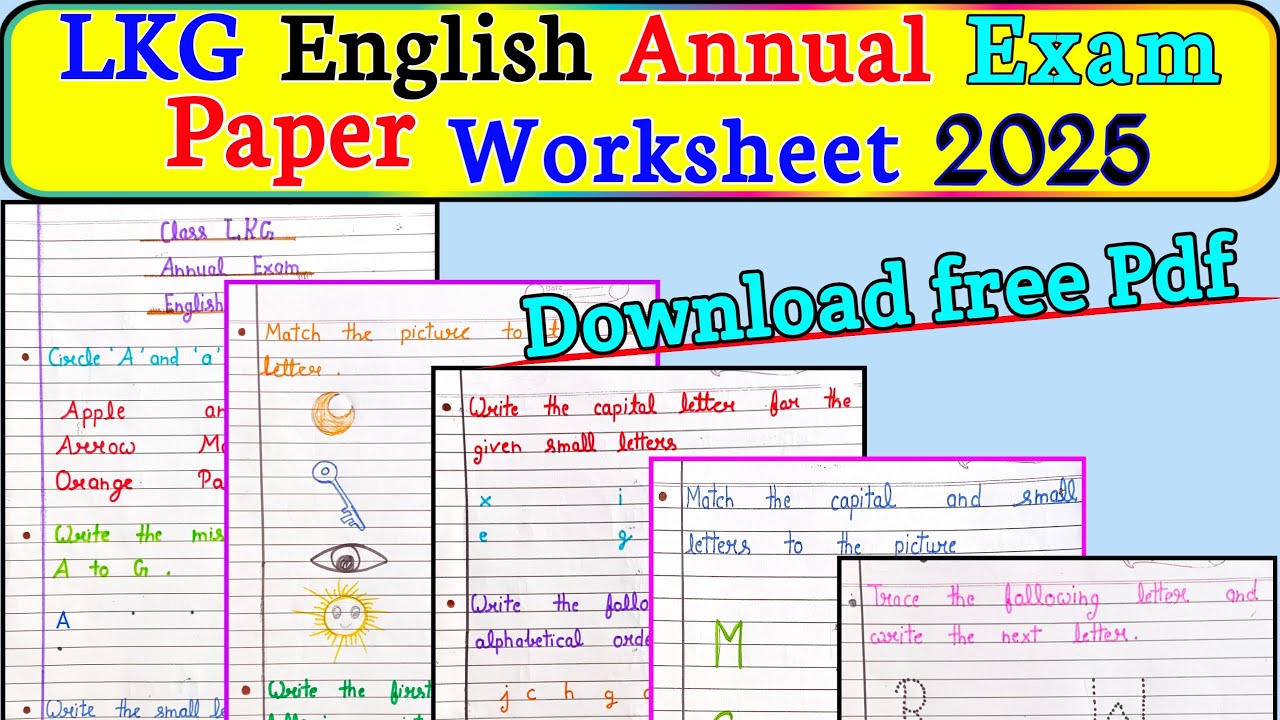LKG Annual English Exam Paper Worksheet 2025/ LKG English Exam Paper ...