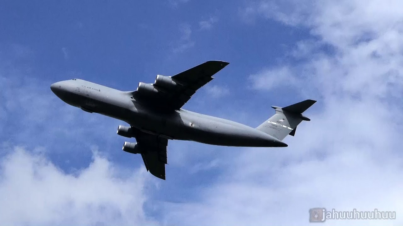 USAF C-5 Galaxy takeoff Air Base Ramstein - YouTube
