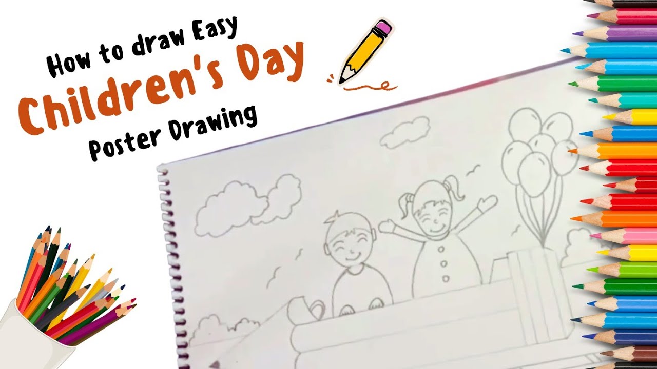 How to draw Easy Children's Day Poster Drawing || Happy Children's Day ...