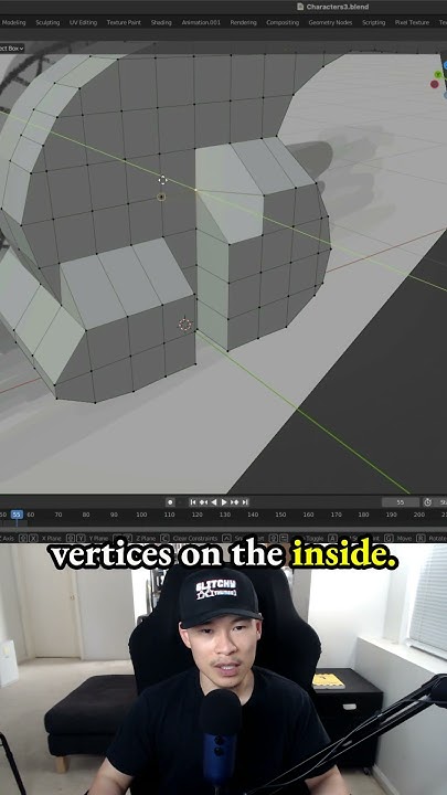 Fix Top Area w/ Vertex Welding Technique - making a 3d game character in Blender - 3.4 Dino ...