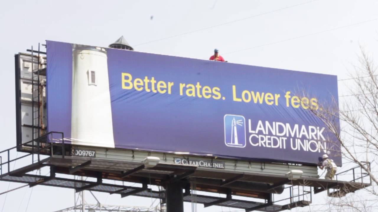 Landmark Credit Union's Latest Billboard being installed - YouTube