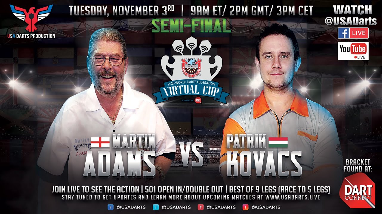 Martin Adams vs. Patrik Kovács | WDF Virtual Cup 2020 | Semi-Final ...