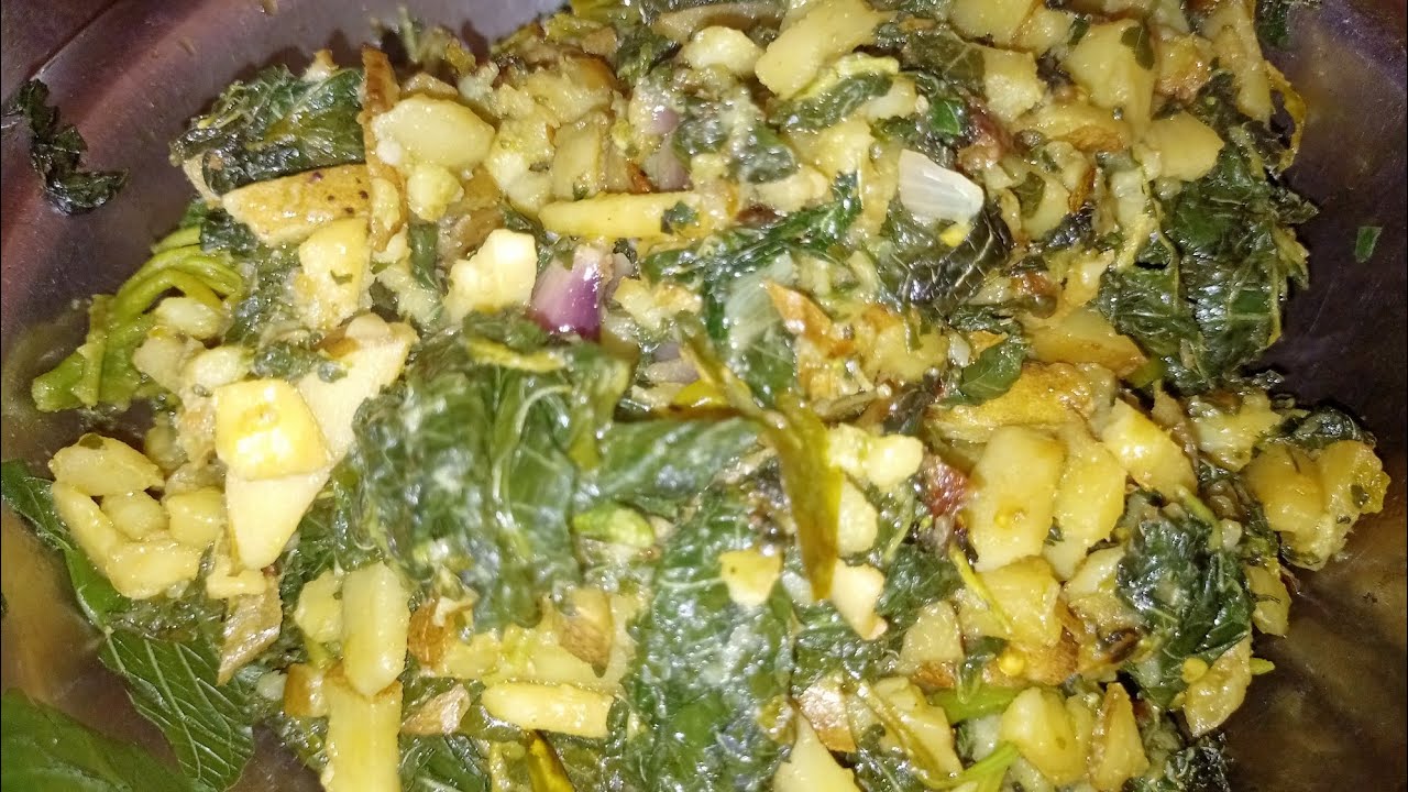 Today Special - Alu pen Dido arvo || Cooking alu with green leaf|| # ...