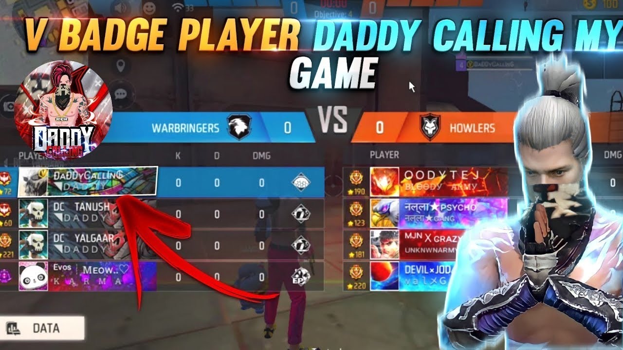 V BADGE PLAYER DADDY CALLING IN MY GAME DADDY CALLING VS BLOODY TEJA ...