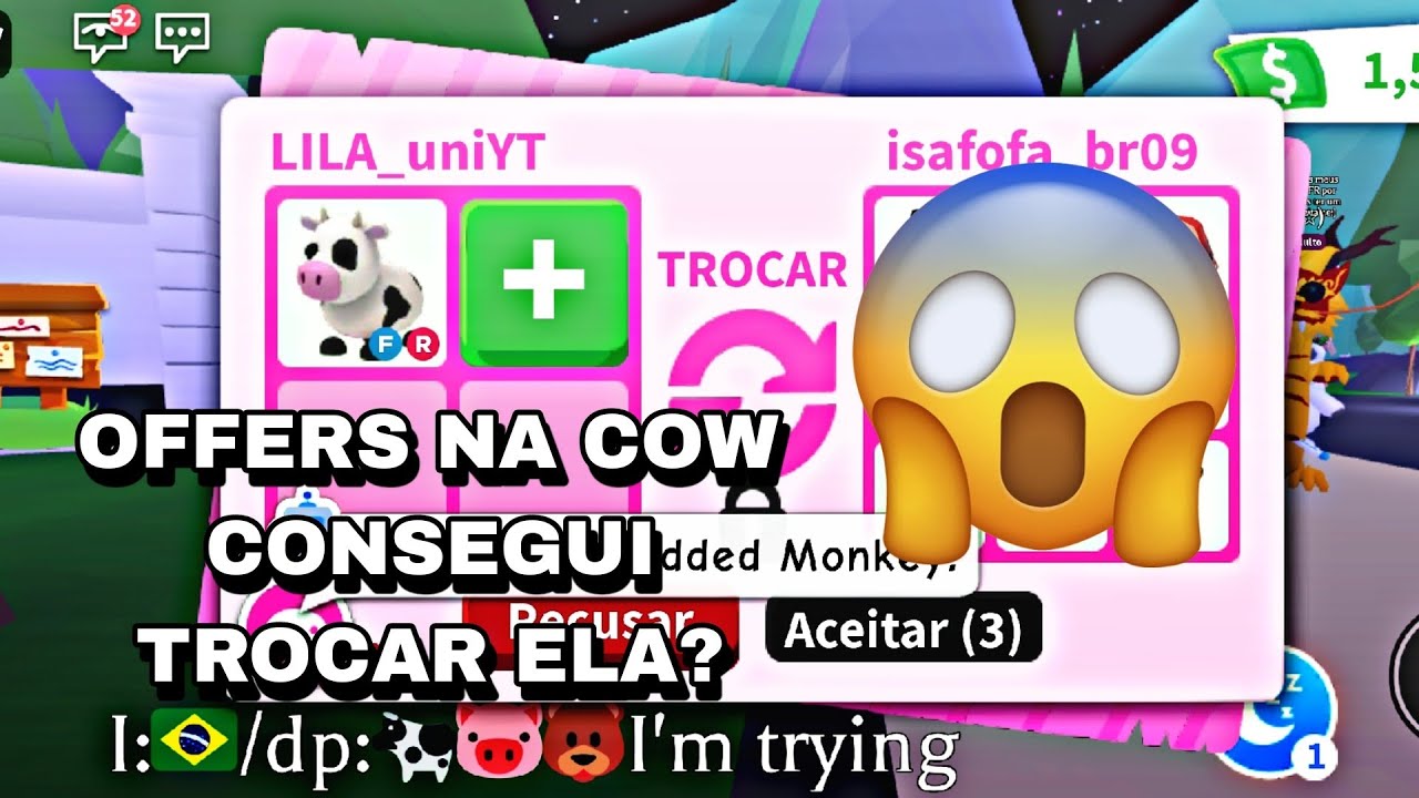 ADOPT ME- VENDO OFFERS NA COW FR TROQUEI ELA!?🌴🥛 - YouTube