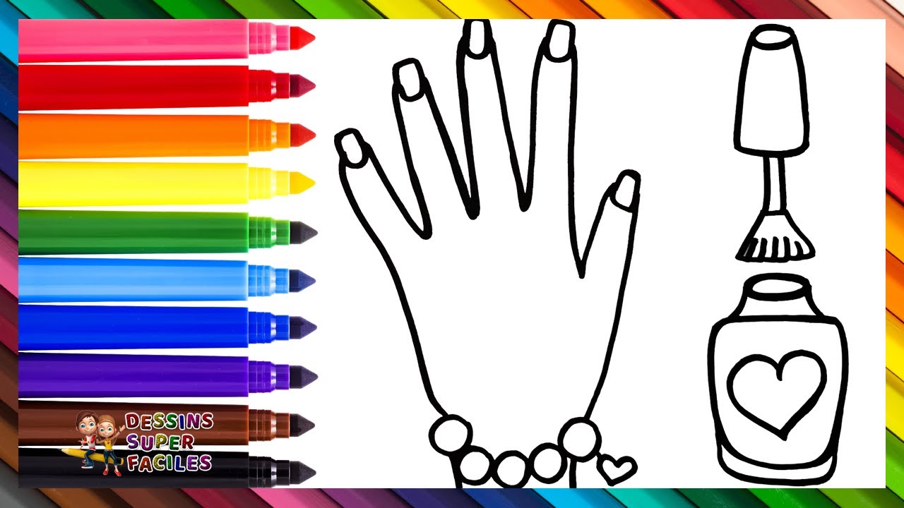 Dessiner et Colorier une Main avec du Vernis à Ongles 💅🖐️🌈 Dessins pour ...