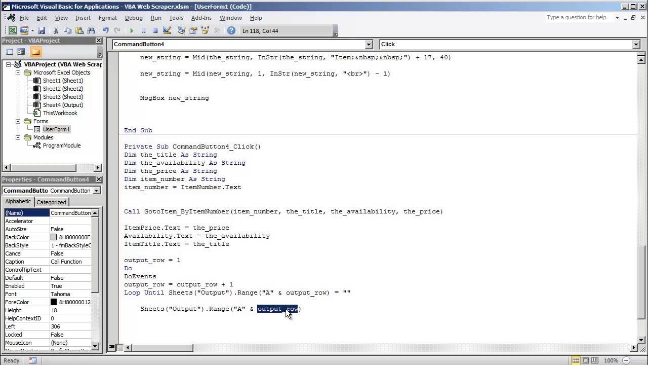 Web Scraper VBA Application1.21-Storing Data to a Worksheet or Workbook - YouTube