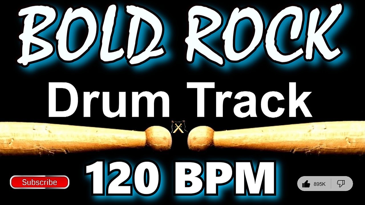 BOLD Rock Drum Track, 120 BPM, Instrumental Drum Beat for Bass Guitar ...