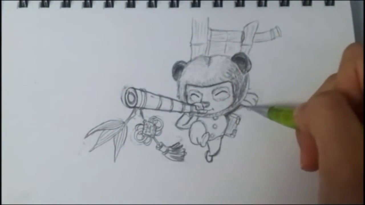 판다티모그리기/ How to draw Teemo - YouTube