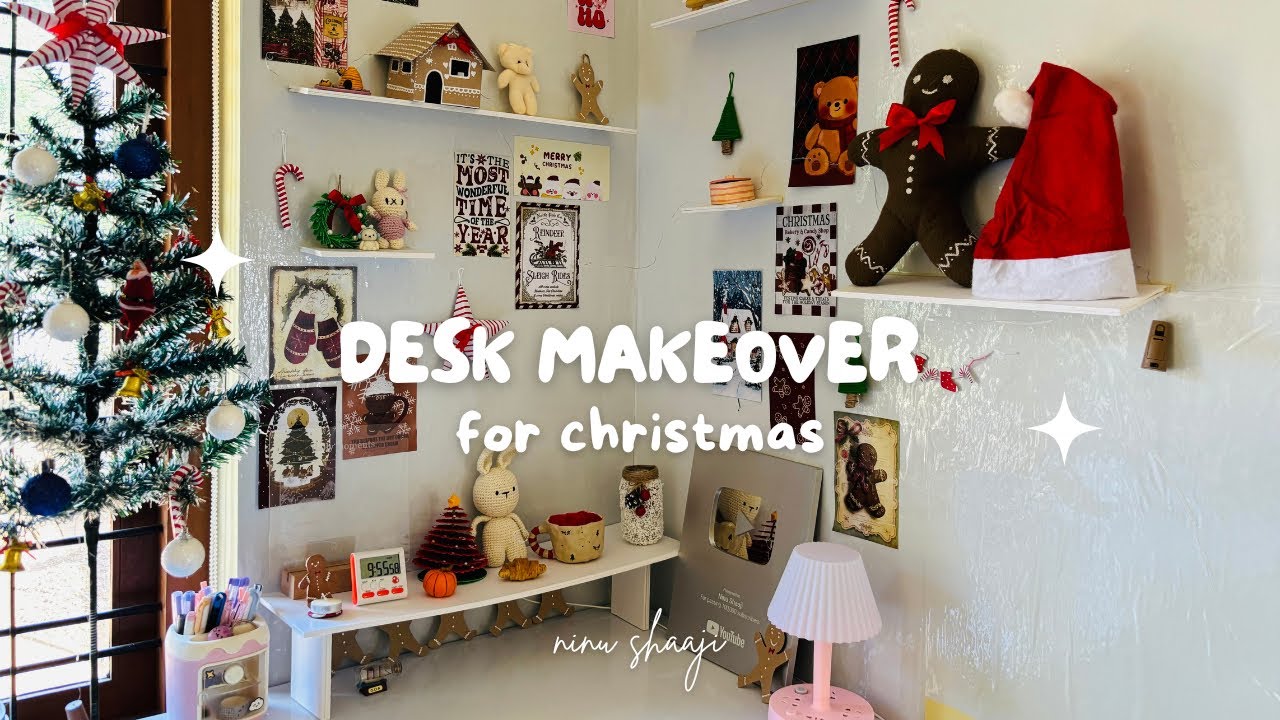 Desk makeover for Christmas🎅🏻 | aesthetic makeover | ninu shaaji - YouTube