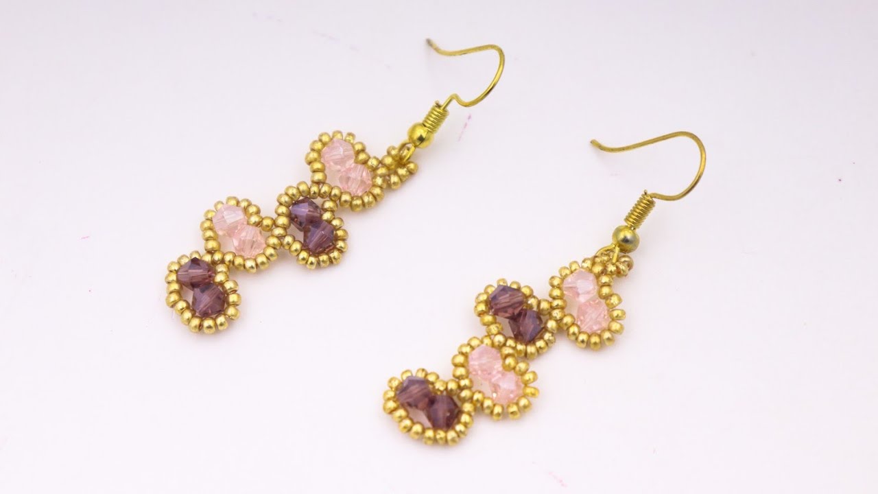 Earrings Making For Beginners/Easy Beaded Bicone Earrings Tutorial ...