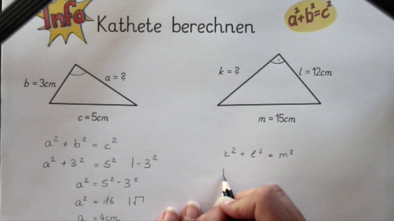 Pythagoras 5_Kathete berechnen - YouTube