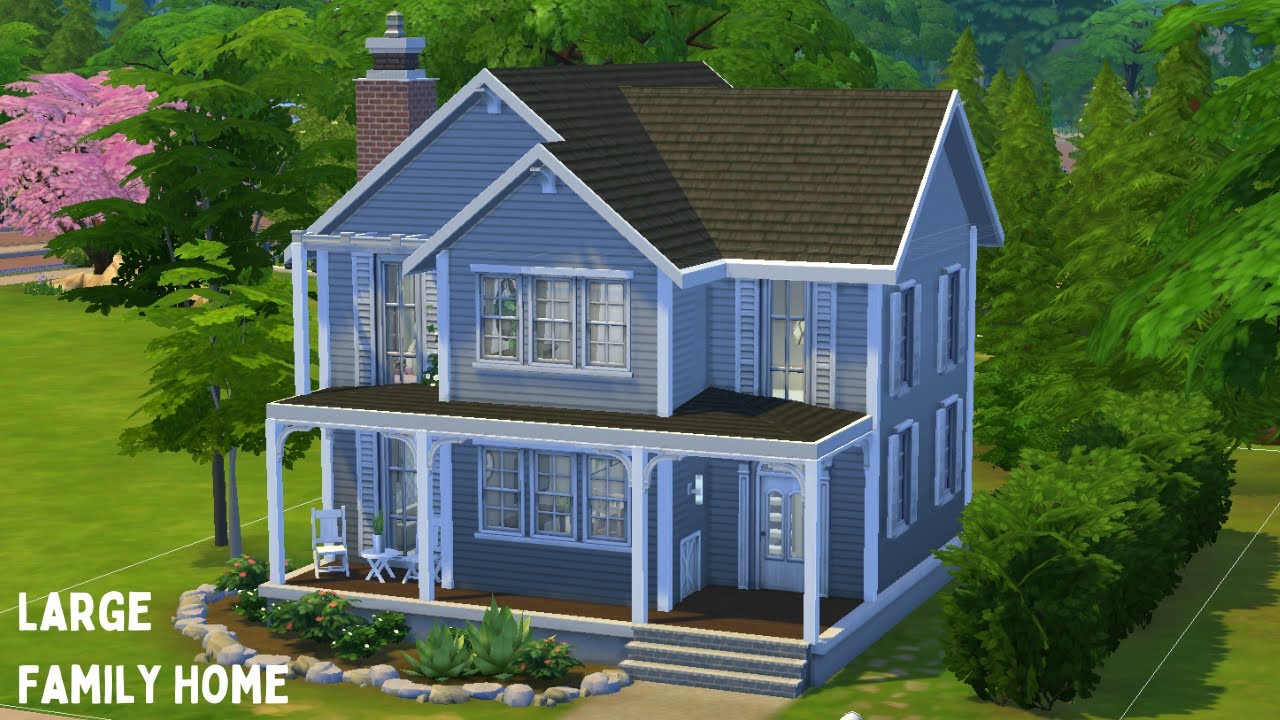 The Sims 4 | Large Two Story Family Home | Speed Build - YouTube