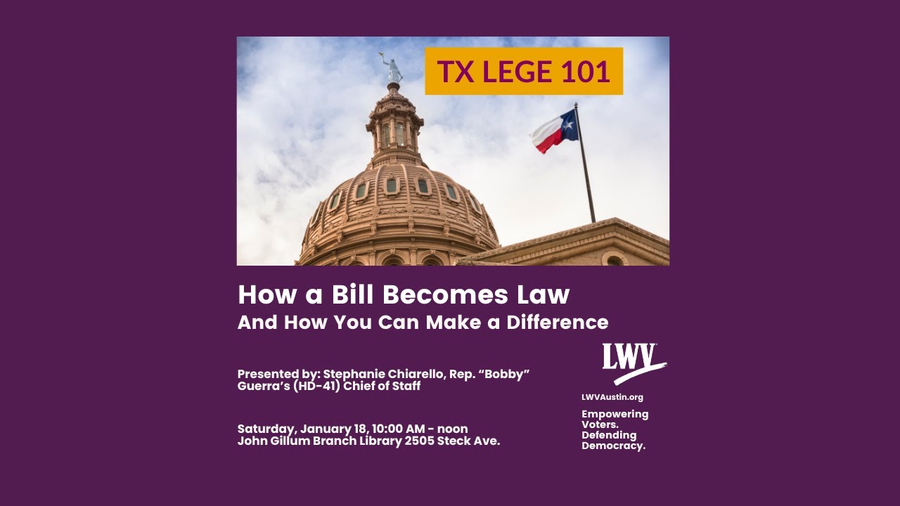 Texas Legislature 101; How a Bill Becomes a Law and How You Can Make a ...