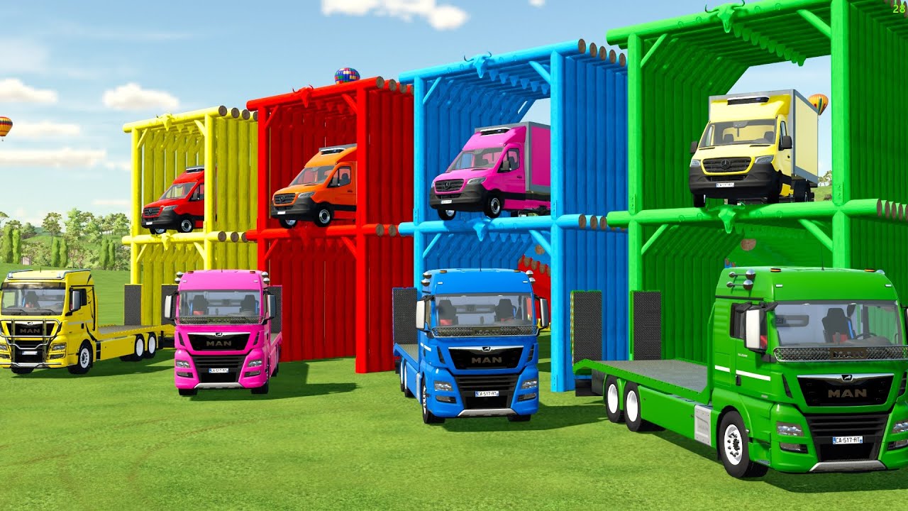 Diy Transporting & Loading Mercedes Splinter Cars to Colored Garage ...