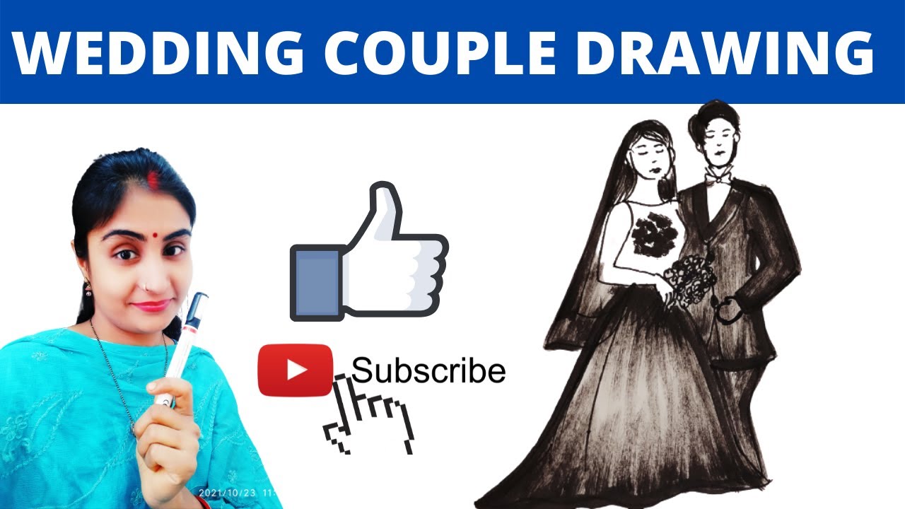 Wedding Couple Drawing Easy || How To Draw Wedding Couple Easy - YouTube