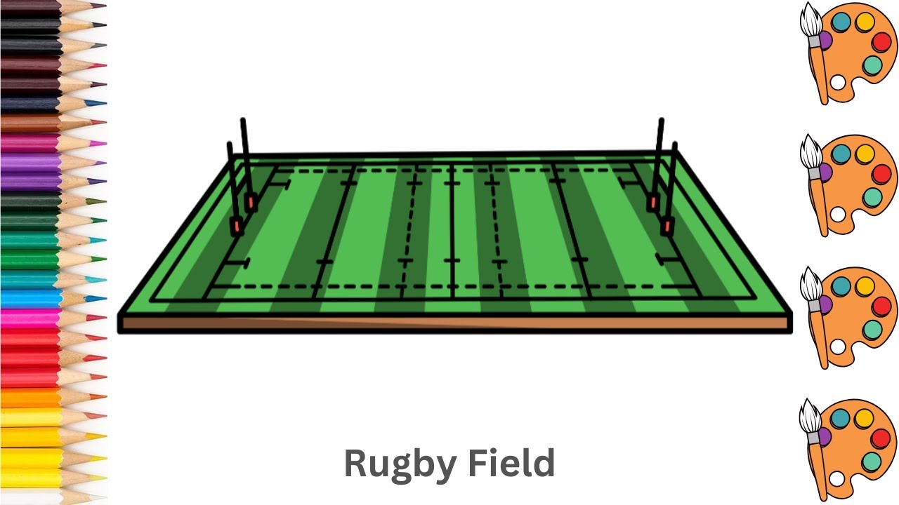 Rugby Field - Sketch Art and Paint | Step by step tutorial | Pencil to ...
