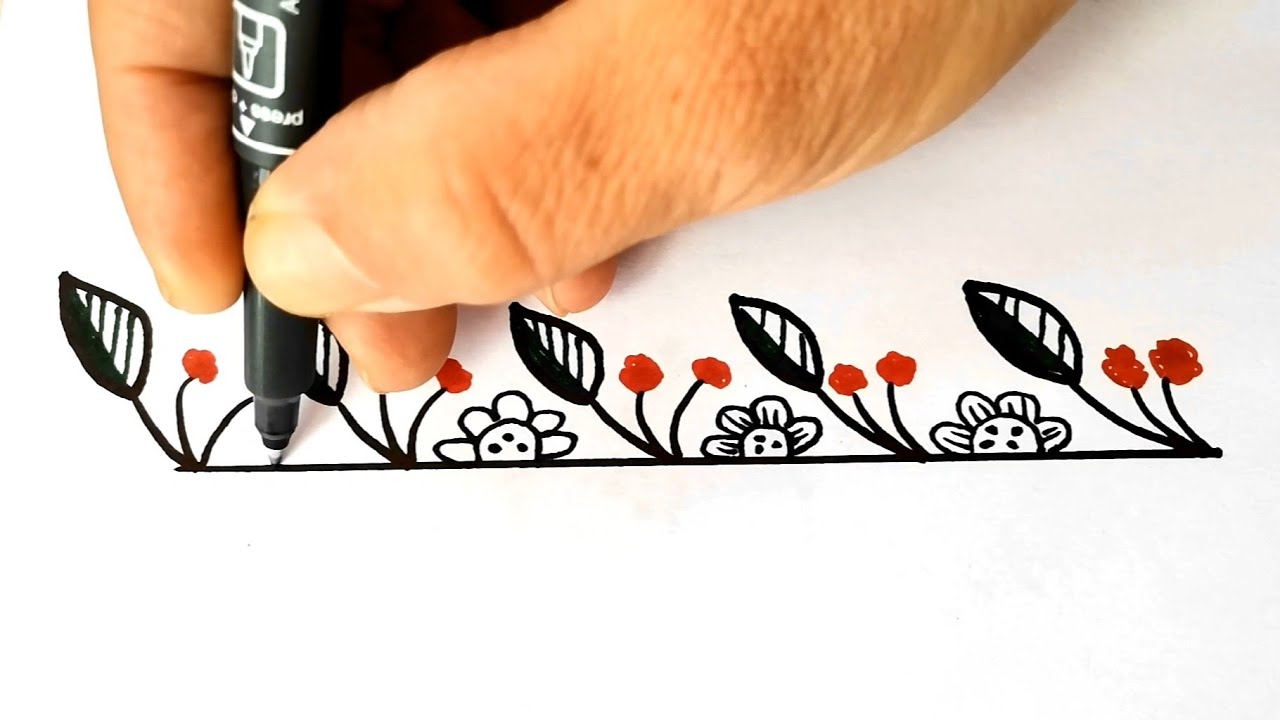 How to Draw Border Designs on Paper - YouTube