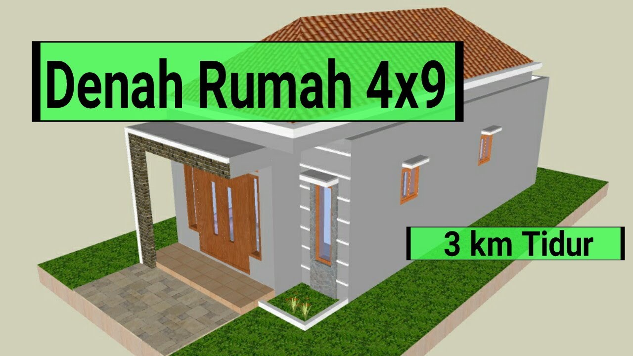 Desain Rumah Sederhana │DENAH RUMAH UKURAN 4x9 - YouTube