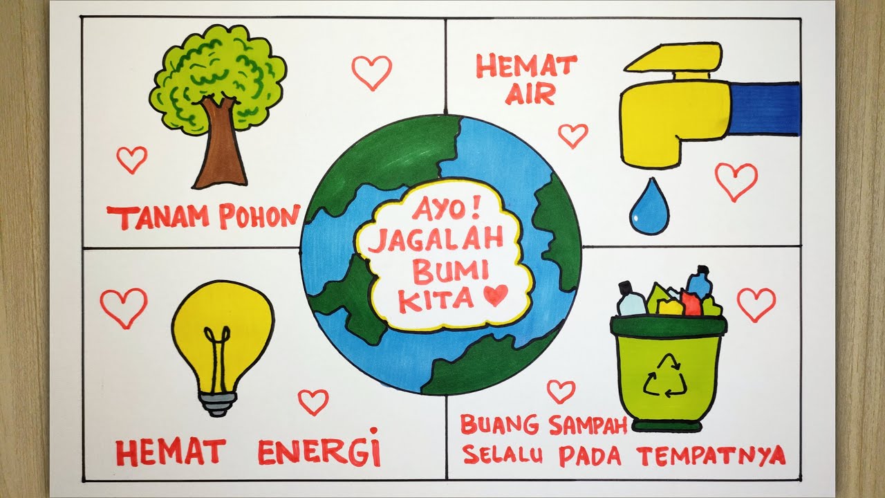 Cara membuat poster bumi - POSTER LINGKUNGAN - YouTube