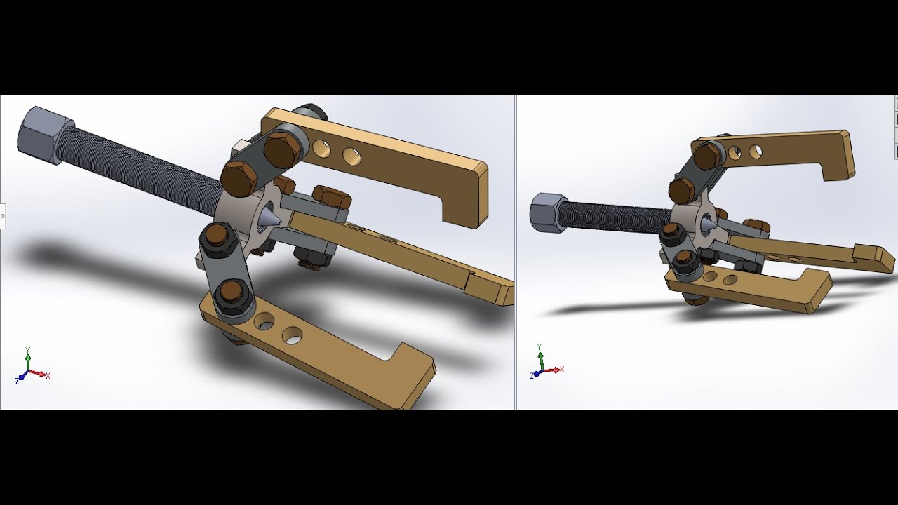 solidworks tutorial | bearing,pulley puller design and assembly - YouTube