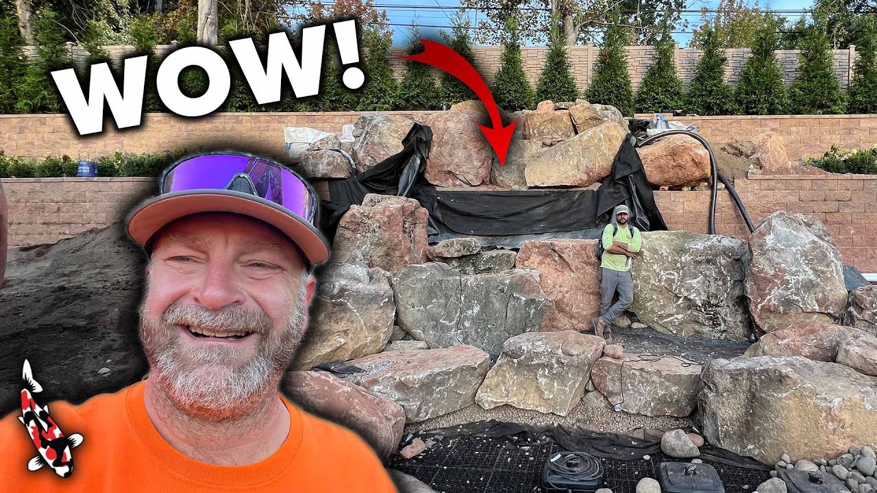 Designing a MASSIVE 20' Tall Waterfall | Rock Placement and Plumbing ...