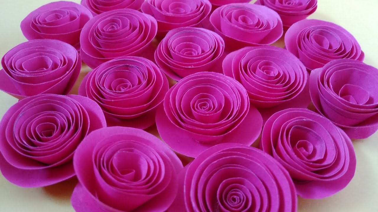 HOW TO MAKE ROLLED PAPER ROSE/DIY PAPER ROSE/DIY SPIRAL ROLLED PAPER ...