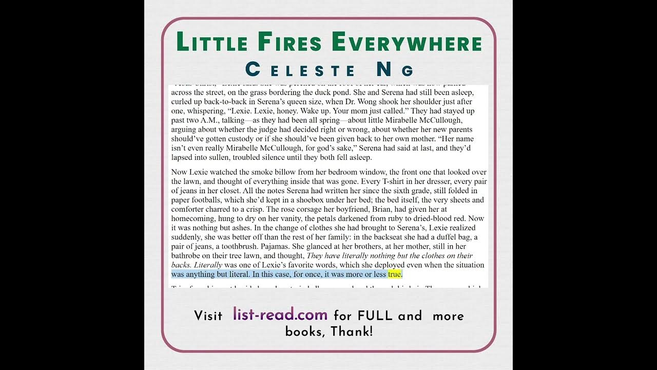 Full free Little Fires Everywhere by Celeste Ng audiobook learning ...