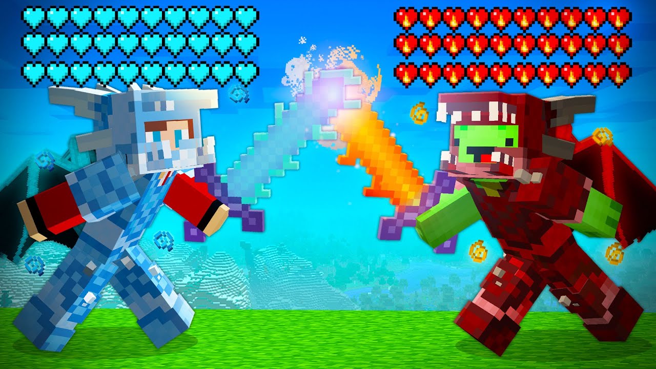 ICE DRAGON Armor JJ vs FIRE DRAGON Armor Mikey in Minecraft - Maizen JJ ...
