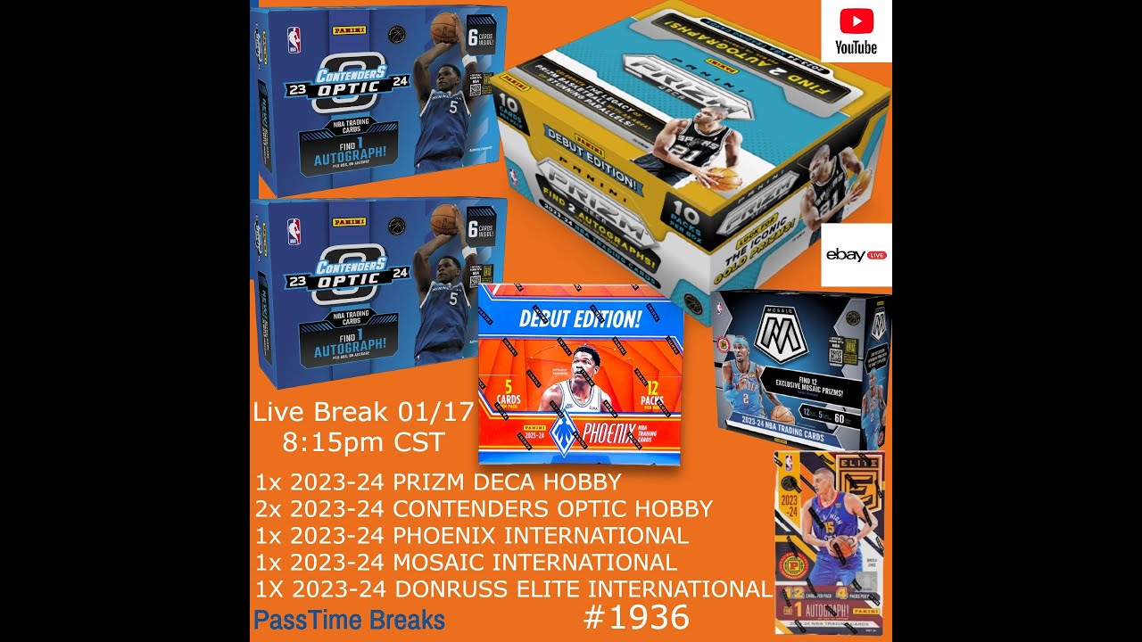 01/17 - 2023-24 PRIZM DECA CONTENDERS OPTIC 6 Box Hobby Mix 1936 LIVE ...