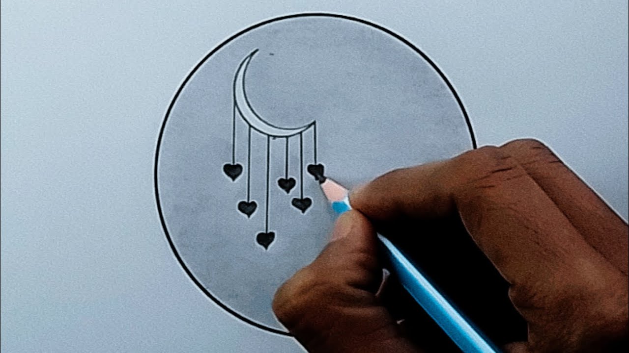 Circle Drawing - Beautiful Heart Drawing Moonlight Scenery - Easy ...