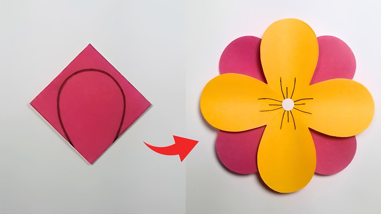 Easy Paper Flower Making Craft | How To Make Easy Flower | Paper Flower ...