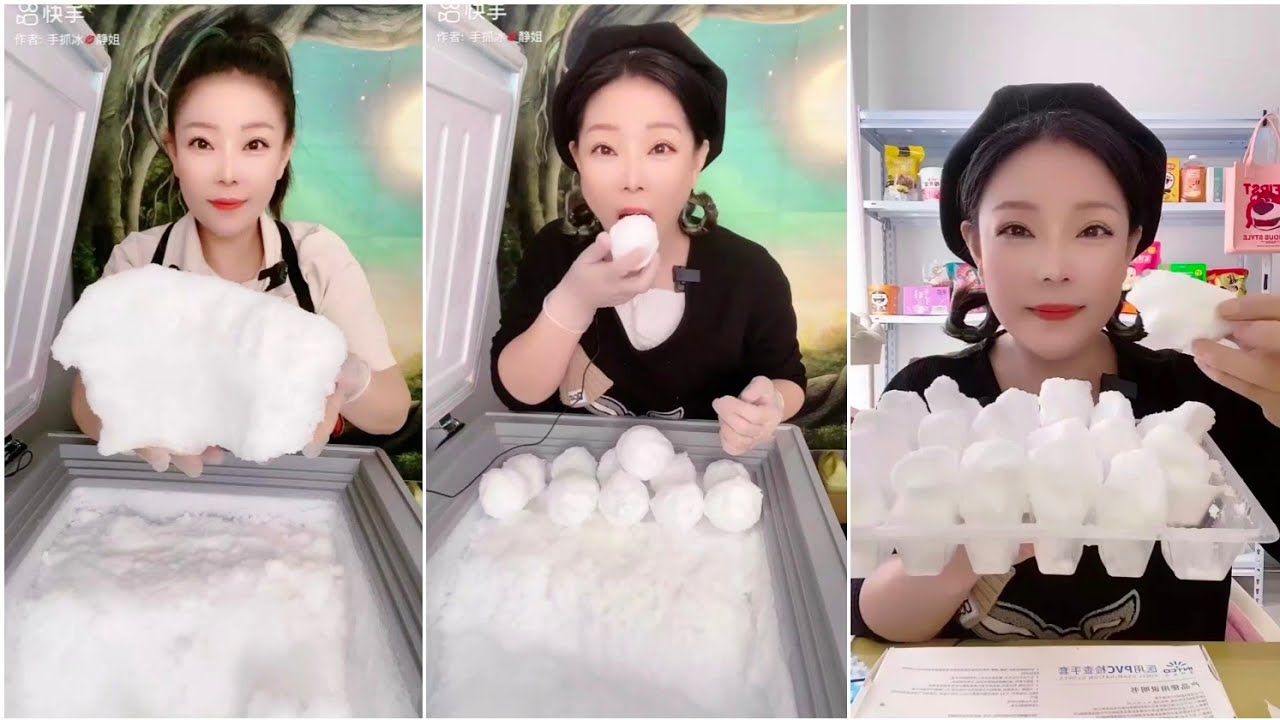 WHITE ICE EATING ASMR | ICE EATING ASMR | snow-white ASMR - YouTube
