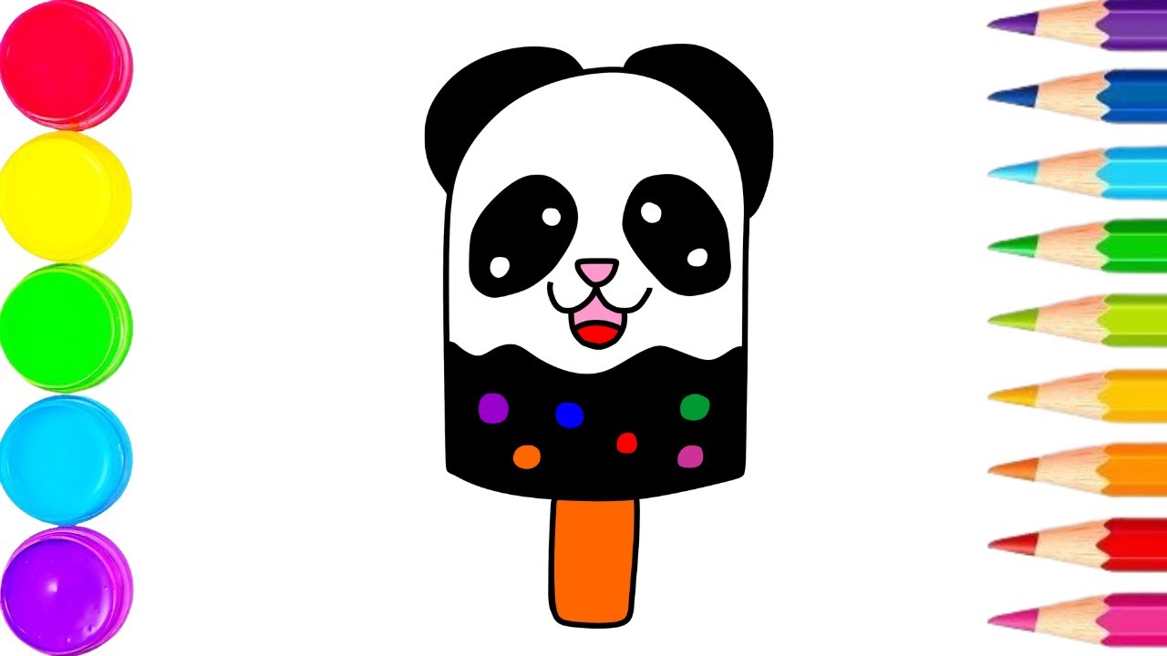 How to Draw and Paint a Cute and Kawaii Panda Ice Cream || toddlers ...