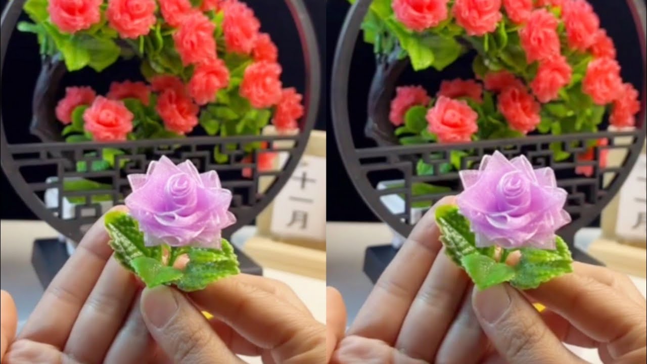 DIY Simple Soft Ribbon Fabric Tutorial Making Snow Gauze Roses Flower ...