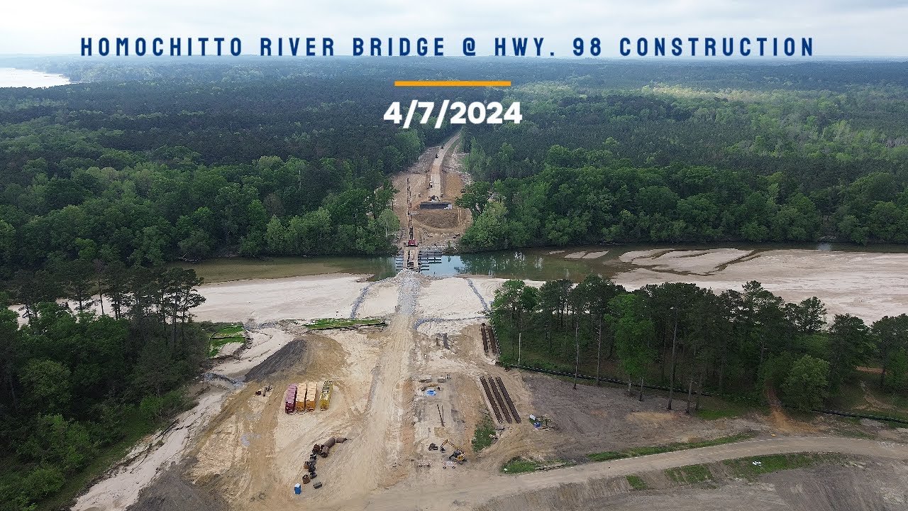Homochitto River Bridge Construction 4/7/24 - YouTube