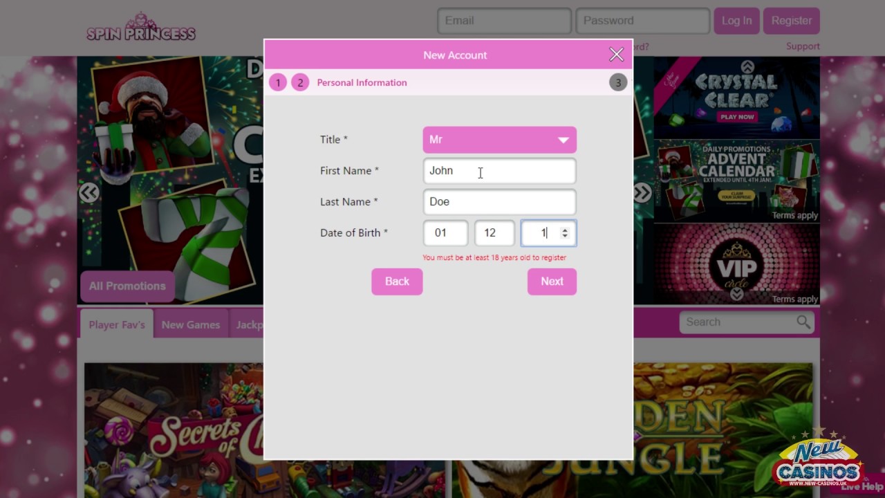 Spin Princess Casino - How to register? - YouTube