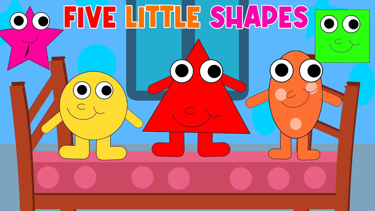Five Little Shapes Jumping on the Bed | Fun Shapes & Counting Song for ...
