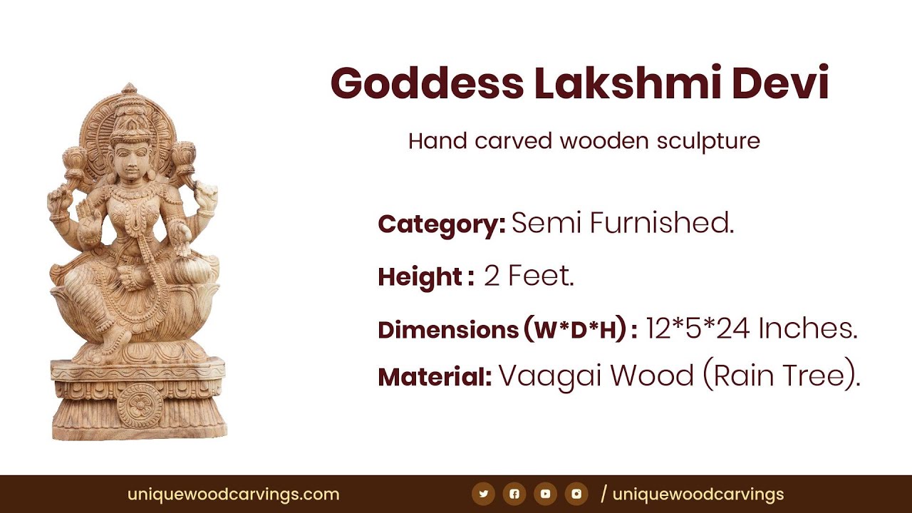 Goddess Lakshmi devi wooden sculpture|Kallakurichi wood carving - YouTube