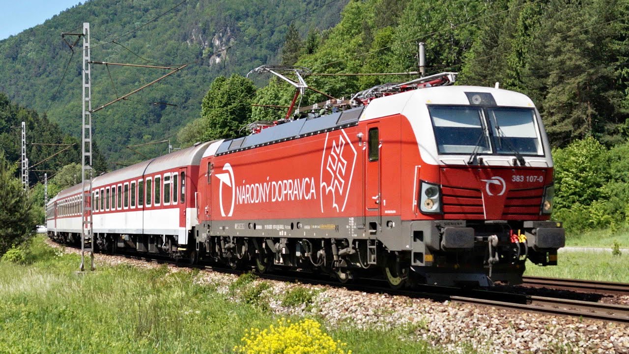 Vlaky Slovensko - Rušne ZSSK, ČD a RegioJet na trati ŽSR 180 - YouTube