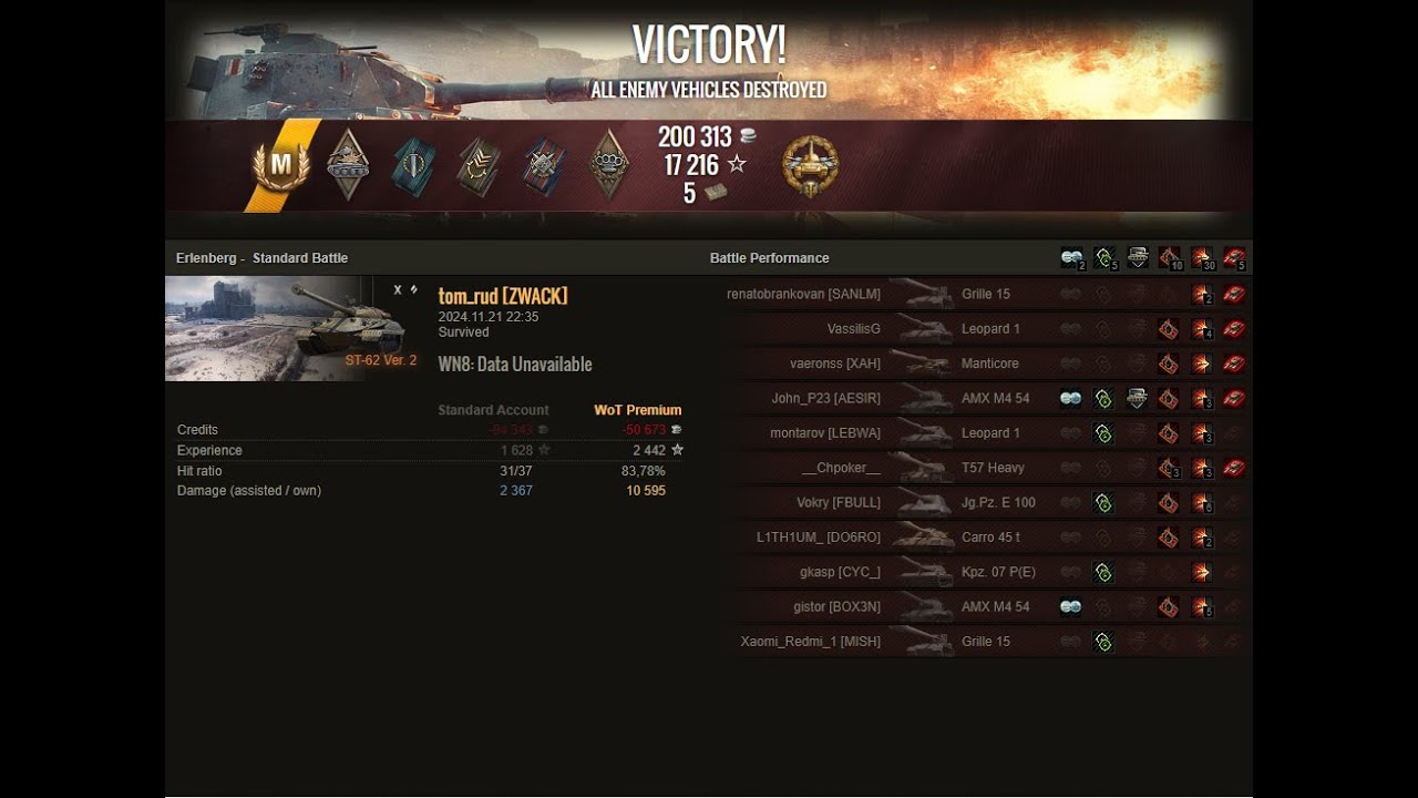 WOT - ST-62 Ver. 2 - 5 KILLS 10.6K DAMAGE ACE TANKER - World Of Tanks ...
