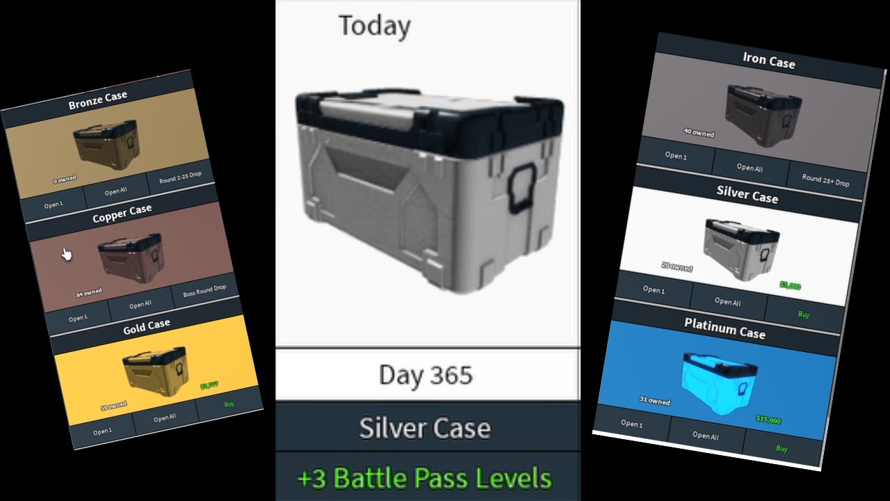 Day 365 daily reward + opening all of my cases | Roblox Zombie Uprising ...